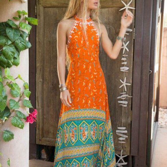 Arnhem | Dresses | Arnhem Saraswati 2 Piece Halter Maxi Dress Duster ...